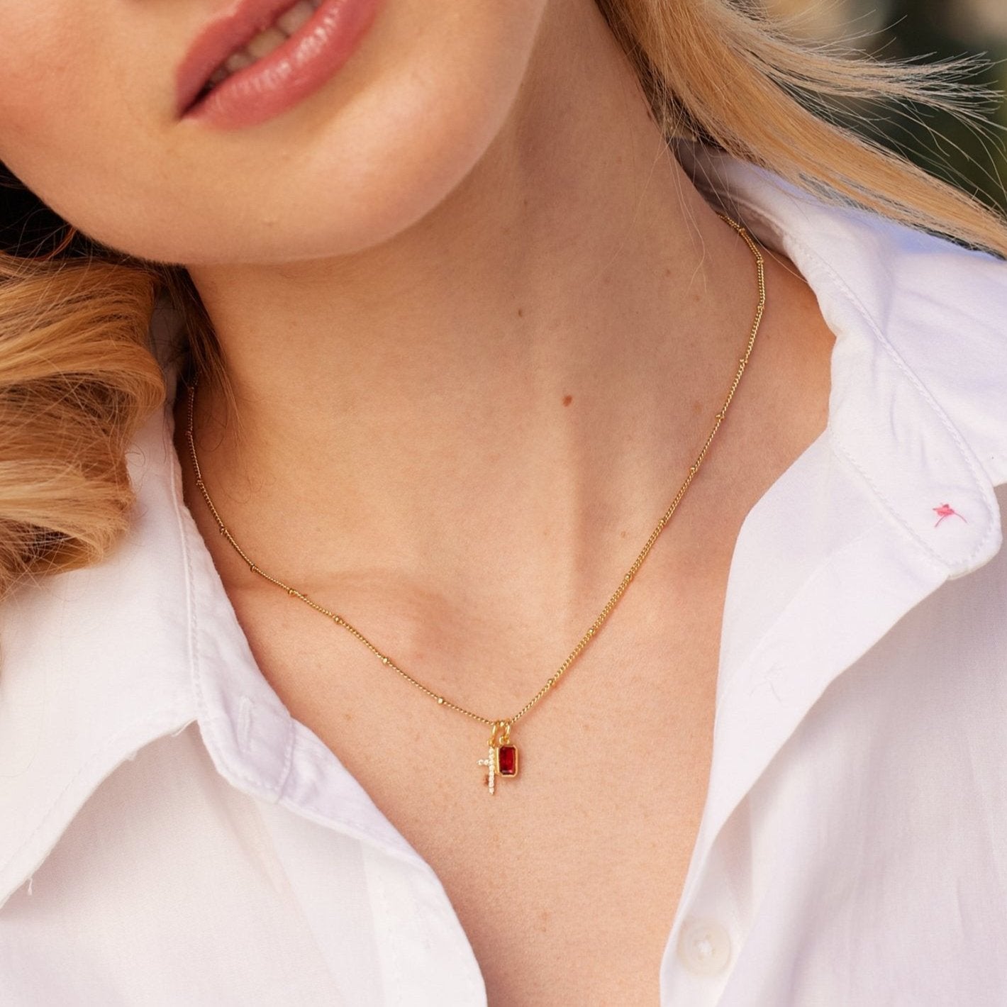 Josephine Cross Birthstone Necklace – Brook & York